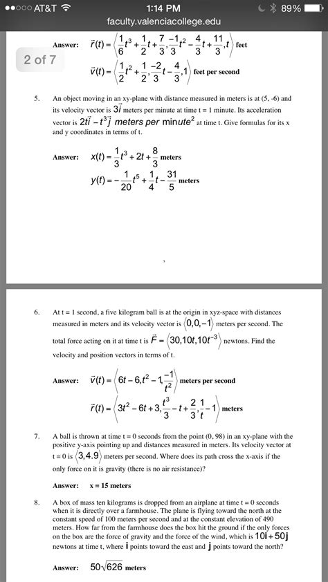 Solved An Object Moving In An Xy Plane With Distance