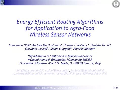 Ppt Energy Efficient Routing Algorithms For Application To Agro Food Wireless Sensor Networks