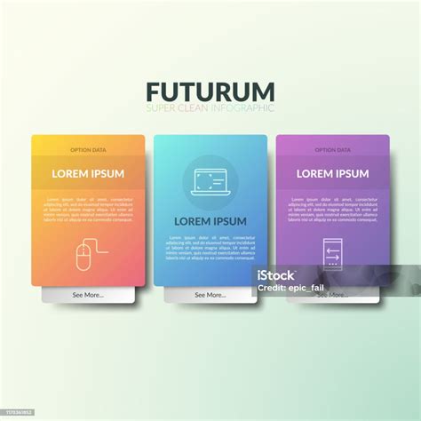 얇은 선 그림 제목 텍스트 상자 및 추가 탭이있는 세 개의 별도의 직사각형 요소 미래 지향적 인 인포 그래픽 디자인 레이아웃 인포그래픽에 대한 스톡 벡터 아트 및 기타