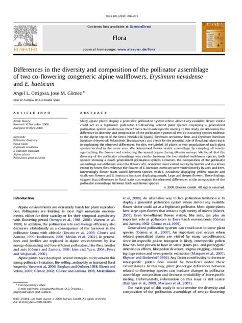 Pdf Differences In The Diversity And Composition Of The Pollinator