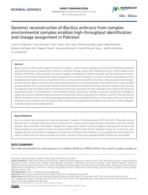 Pdf Genomic Reconstruction Of Bacillus Anthracis From Complex Environmental Samples Enables