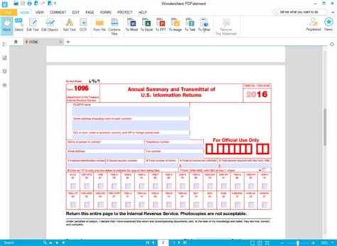 Fillable 1096 Form 2025 Robert S Parsons