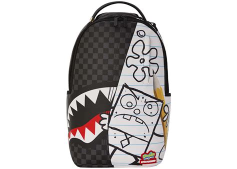 Sprayground Sponge Bob Doodle Reveal Backpack Grey White In Leather Gb