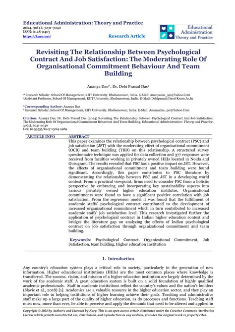 Pdf Revisiting The Relationship Between Psychological Contract And Job Satisfaction The