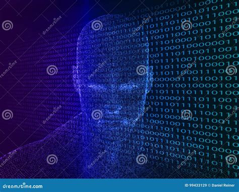 3d Rendering Of Human Head With Binary Code Stock Illustration Illustration Of Digital