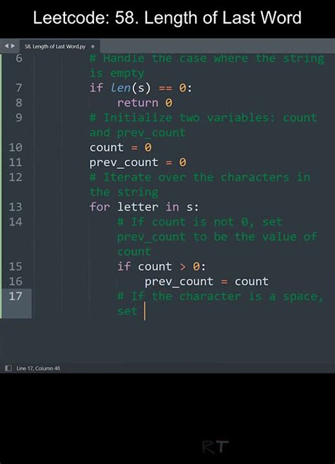 Leetcode 58 Length Of Last Word In Python Python Leetcode Python Coding Tutorial Python