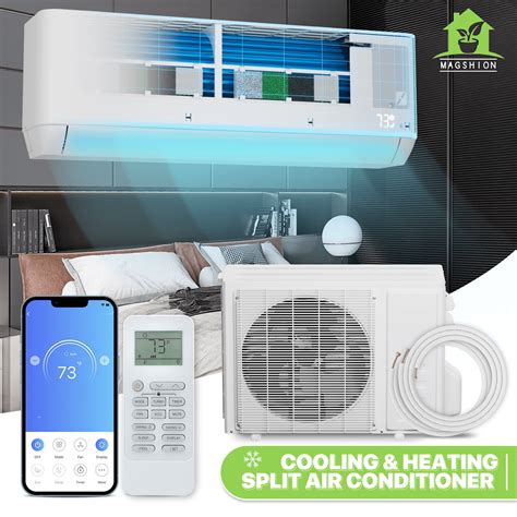 9000 Btu 23 Seer2 덕트리스 미니 분할 히트 펌프 에어컨 최대 400 평방 피트까지 냉각 콘덴서 및 원격 제어가 있는 115v Ac 장치 전기제품 Temu