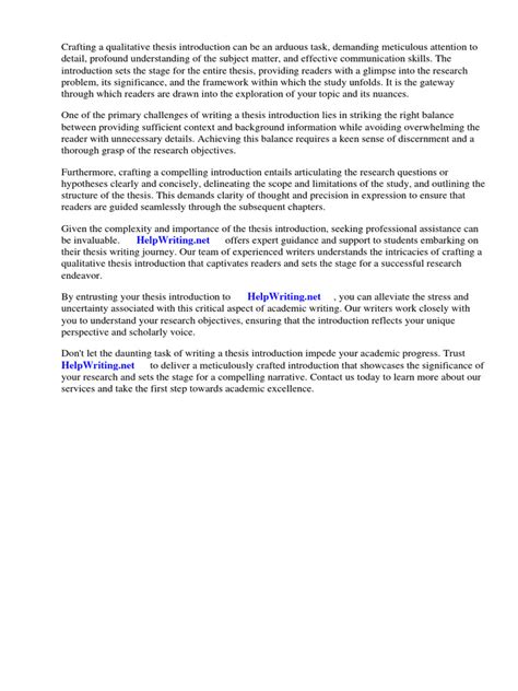 Writing A Qualitative Thesis Introduction Pdf Qualitative Research Methodology