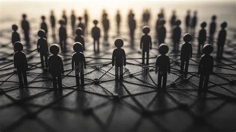 Silhouettes Of Diverse Figures Connecting On A Network Grid Symbolizing Teamwork And