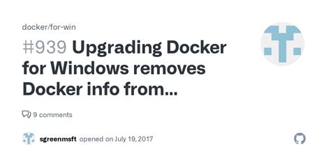 Upgrading Docker For Windows Removes Docker Info From Windows Registry