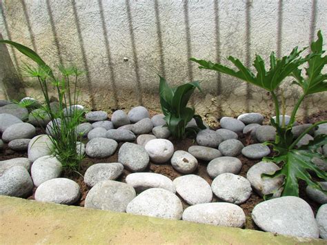 Jardín Semi Seco Listo Con Las Piedras De Río Jardín Con Piedras