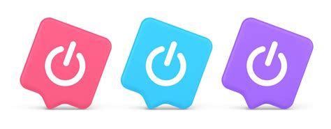Shutdown Turn On Off Button Energy Switch Power Start Stop Web App Design D Realistic Speech