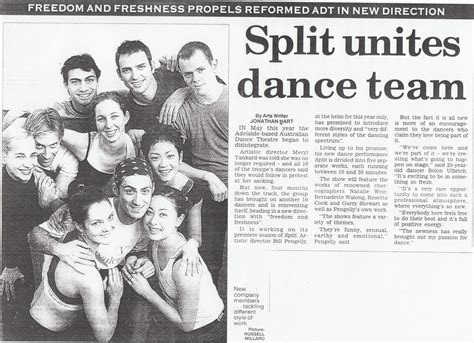 Newspaper Article ADT 1999 Australian Dance Theatre Tanja Liedtke