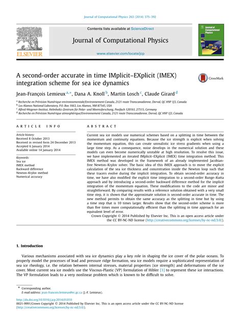 Pdf A Second Order Accurate In Time Implicitexplicit Imex