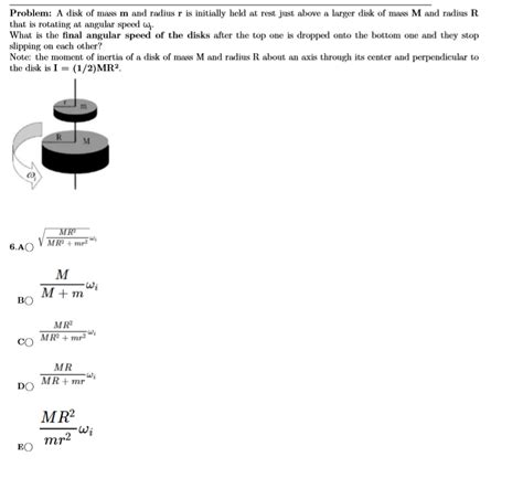 Solved Problem A Disk Of Mass M And Radius R Is Initially