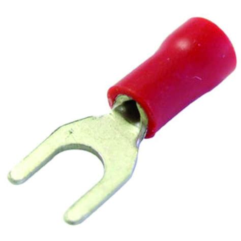 Crimp Terminal Fork 6 4mm Red [pack Of 100]