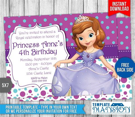Free Printable Princess Sofia Invitations