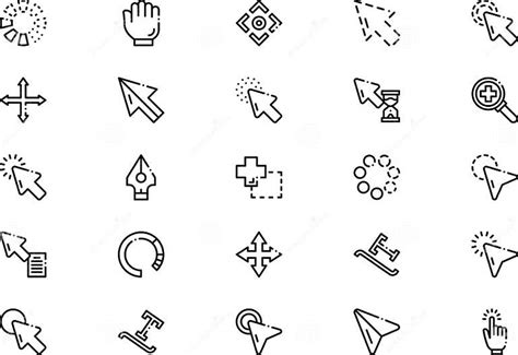 Selection And Cursors Icons Collection Is A Vector Illustration With Editable Stroke Stock