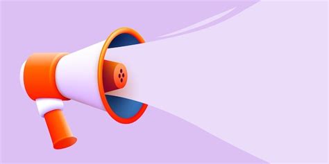 메시지 거품 확성기 3d 시끄러운 Hailer 모형 벡터 일러스트와 함께 홍보를 발표하기위한 3d 확성기 스피커 또는 확성기