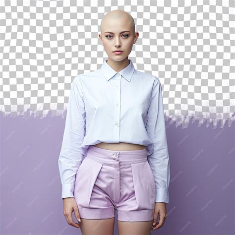 Premium Psd Bald Slavic Engineer Stuns With Unique Style In Lilac Portrait