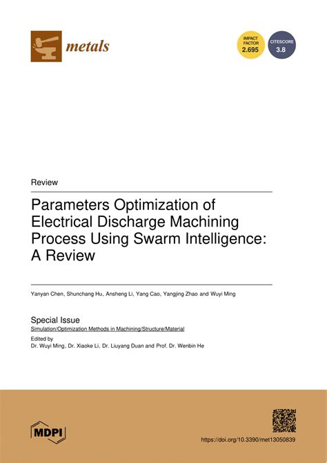 Pdf Parameters Optimization Of Electrical Discharge Machining Process