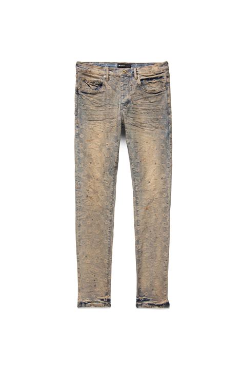 Purple Brand P001 Low Rise Skinny Jeans Indigo Monogram Oil Repair Shopperboard