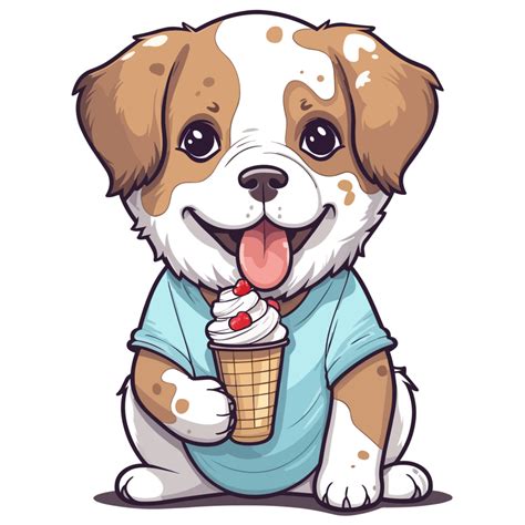 Bebé Perro Comiendo Helado Ai Generado 24477368 Png