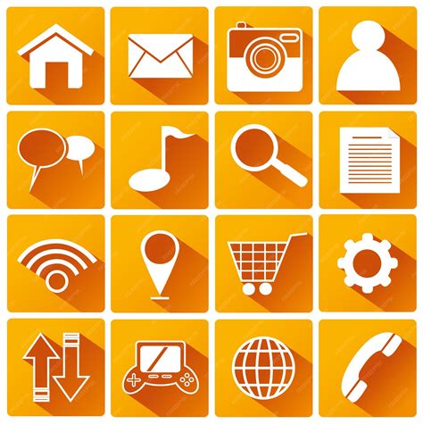 Premium Vector Vector Illustration Of Smart Phone Application Flat Icons In Orange Color