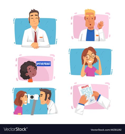 Ophthalmology Diagnostics With Girl Having Vector Image