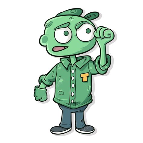 흰색 컬러 배경 클립 아트에 만화 좀비 벡터 고립 된 만화 녹색 셔츠와 스티커 디자인 상표 Png 일러스트 및 벡터 에 대한 무료 다운로드 Pngtree