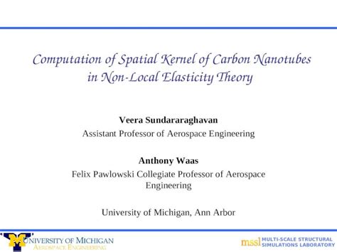 PPT MULTI SCALE STRUCTURAL SIMULATIONS LABORATORY Computation Of Spatial Kernel Of Carbon