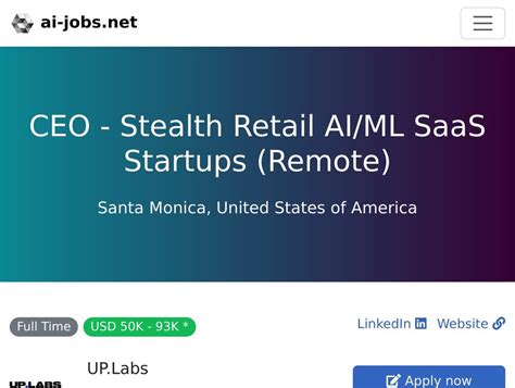 Hiring Ceo Stealth Retail Aiml Saas Startups Remote In Santa