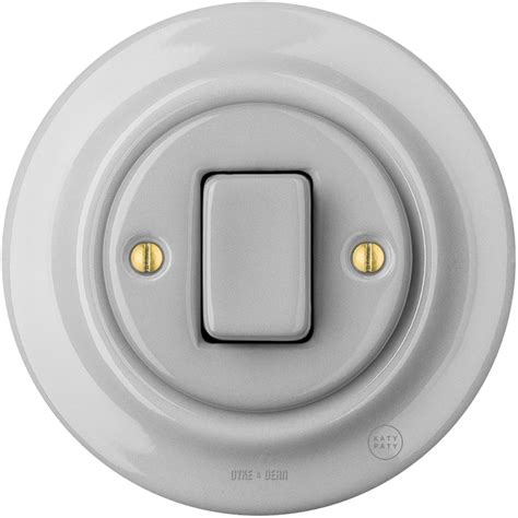 Porcelain Wall Light Switch Grey Fat Button Dyke And Dean