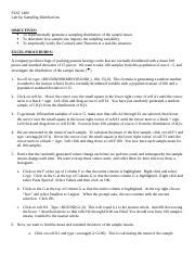 Lab A Sampling Distributions Docx STAT Lab A Sampling Distributions OBJECTIVES To