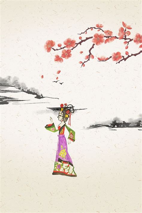 皮影山水背景图片 皮影山水背景素材图片 千库网