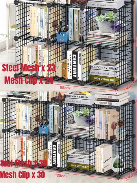 YLHome Ready Stock DIY Boltless Storage Rack Cube Grid Wire Wardrobe Cabinet Shelves Bookshelf