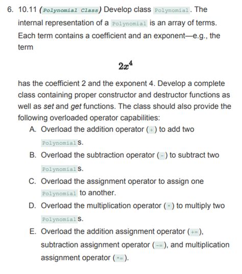 Solved Q2 1011 Develop Class Polynomial The Internal