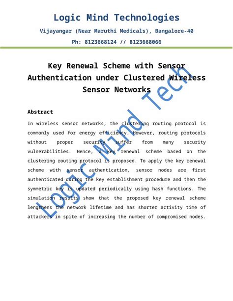 Docx Key Renewal Scheme With Sensor Authentication Under Clustered