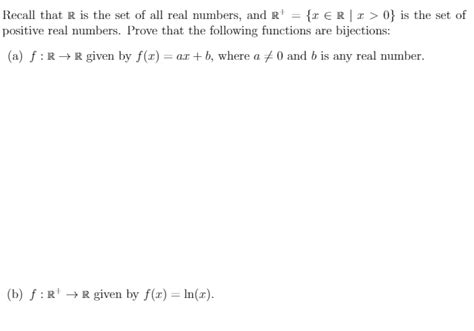 Solved Recall That R Is The Set Of All Real Numbers And R Chegg Com
