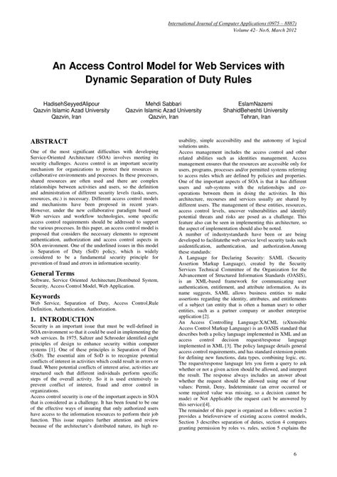 Pdf An Access Control Model For Web Services With Dynamic Separation Of Duty Rules