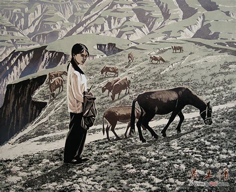 王维德版画作品在山坡坡上固原美术网 GyArt