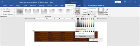 How To Add Background Color To Tables In Microsoft Word