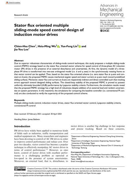 Pdf Stator Flux Oriented Multiple Sliding Mode Speed Control Design Of Induction Motor Drives