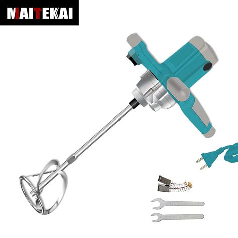 Maitekai 휴대용 핸드 헬드 전기 콘크리트 믹서페인트 교반 도구 믹서기 시멘트믹서기 콘크리트믹서기6 기어 속도 조절 가능핸드 헬드 페인트 시멘트 석고 모르타르 코팅 믹서