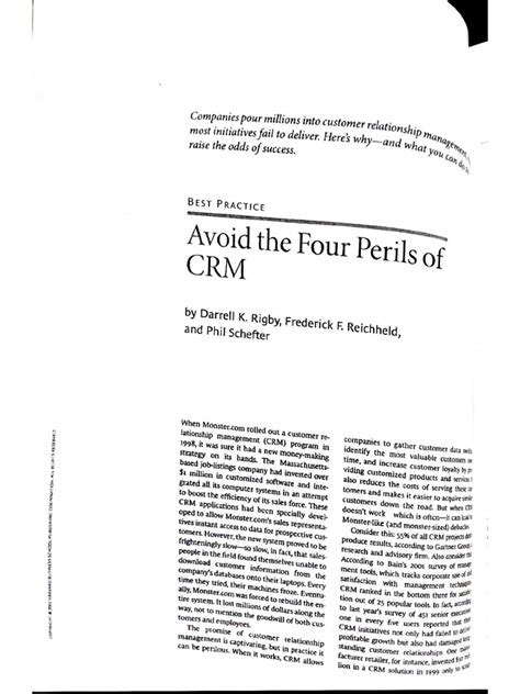 Crm Avoid 4 Perils Of Crm Pdf