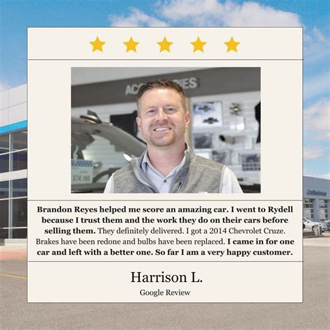 Rydell Chevrolet On Linkedin Thank You Harrison For Sharing Your 5 Star Experience With