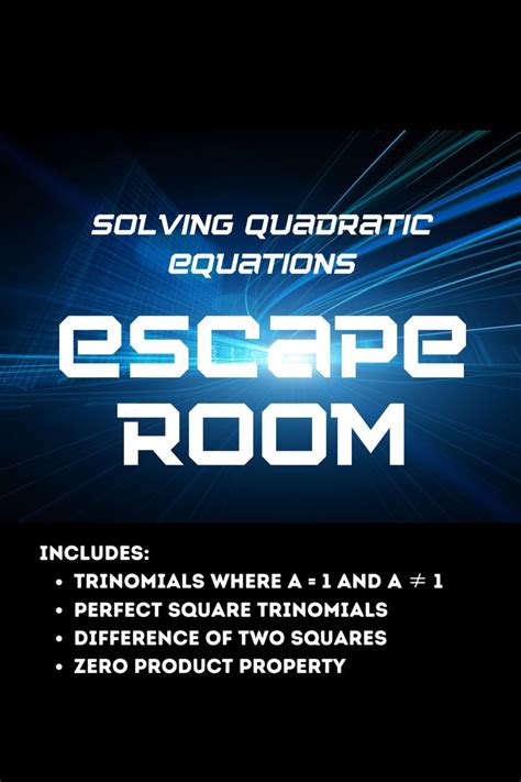 Escape Room Solving Quadratic Equations