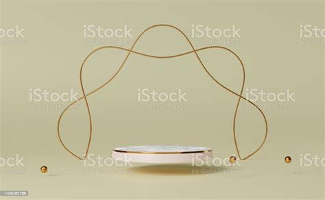 장미색 연단은 현대 무대 디스플레이 추상 쇼케이스 배경 개념 3d 그림 또는 3d 렌더링을 위한 베이지색 구성의 기하학적 모양으로 비어 있습니다 0명에 대한 스톡 사진 및