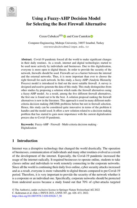 Pdf Using A Fuzzy Ahp Decision Model For Selecting The Best Firewall Alternative