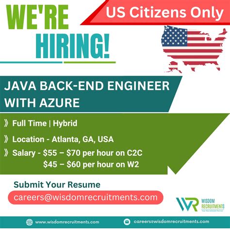 Wisdom 𝗩𝗔𝗖𝗔𝗡𝗖𝗬 𝐉𝐚𝐯𝐚 𝐁𝐚𝐜𝐤 𝐄𝐧𝐝 𝐄𝐧𝐠𝐢𝐧𝐞𝐞𝐫 𝐰𝐢𝐭𝐡 𝐀𝐳𝐮𝐫𝐞 𝐔𝐒 𝐂𝐢𝐭𝐢𝐳𝐞𝐧𝐬 𝐎𝐧𝐥𝐲 𝐅𝐮𝐥𝐥 𝐓𝐢𝐦𝐞 𝐇𝐲𝐛𝐫𝐢𝐝